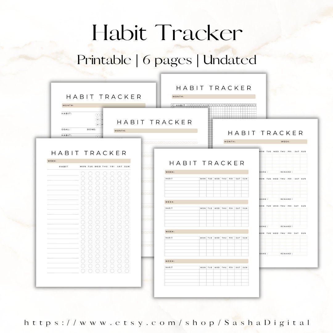 Habit Tracker | Undated Habit Tracker Planner Printable | Goodnotes - Etsy
