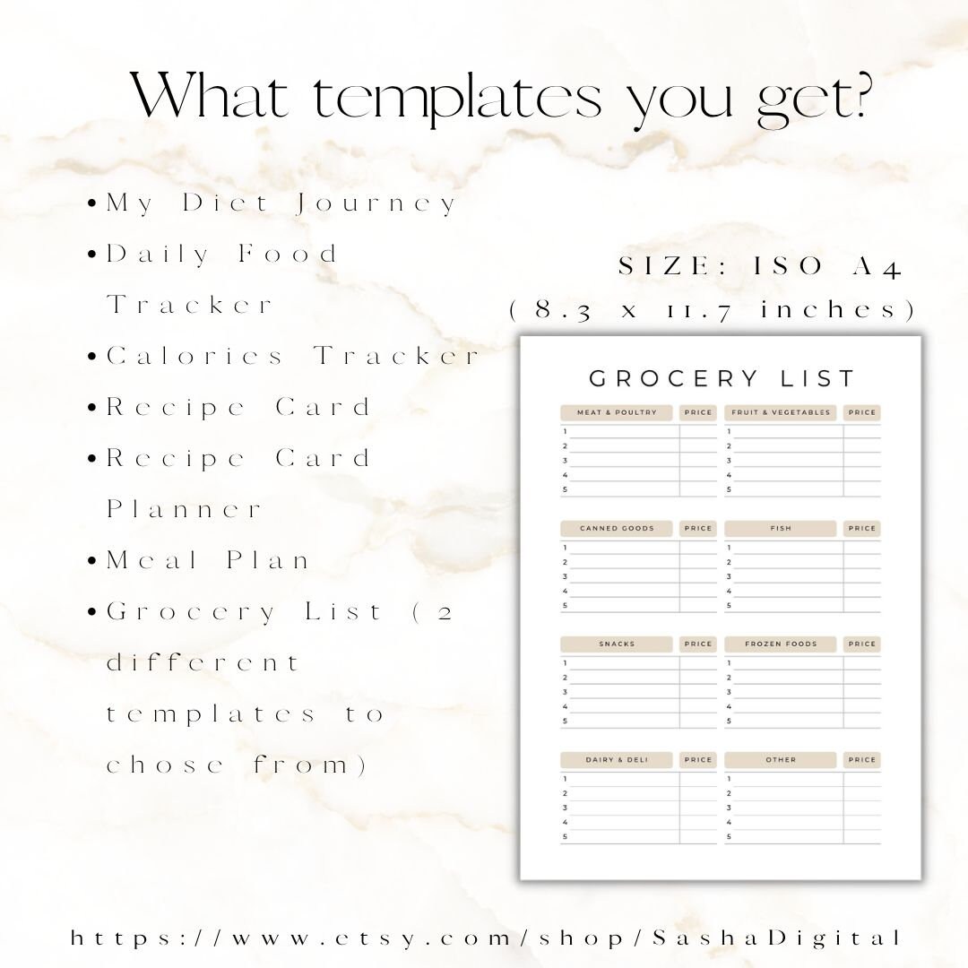 Meal Planner | Printable Undated Diet Journey - Etsy