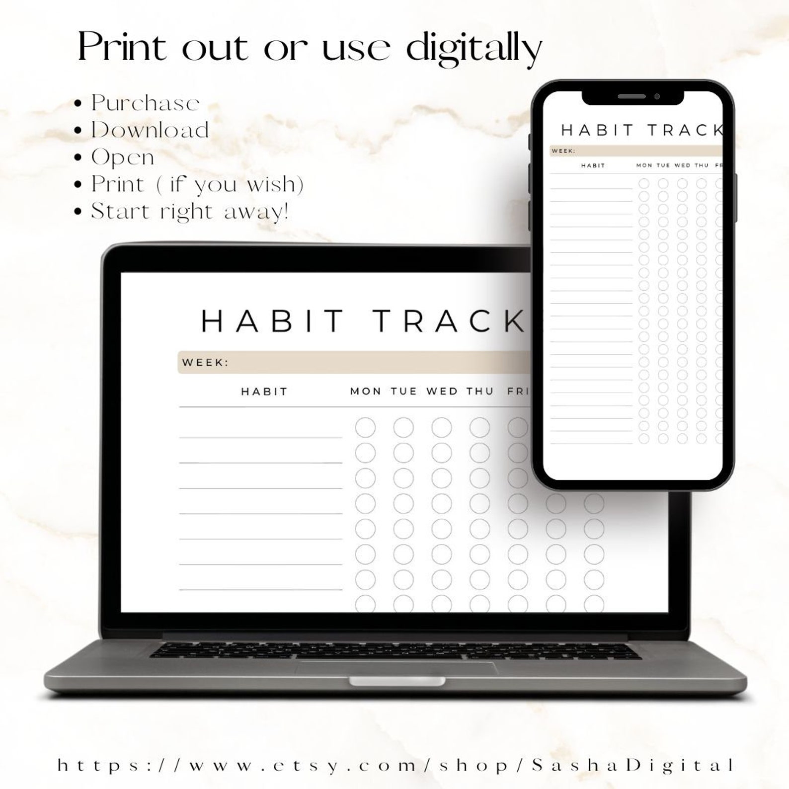 Habit Tracker | Undated Habit Tracker Planner Printable | Goodnotes - Etsy