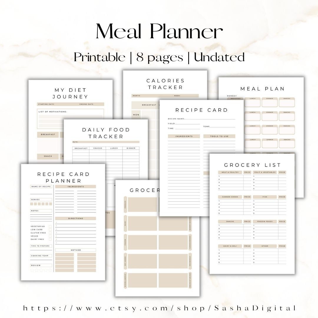 Meal Planner | Printable Undated Diet Journey - Etsy