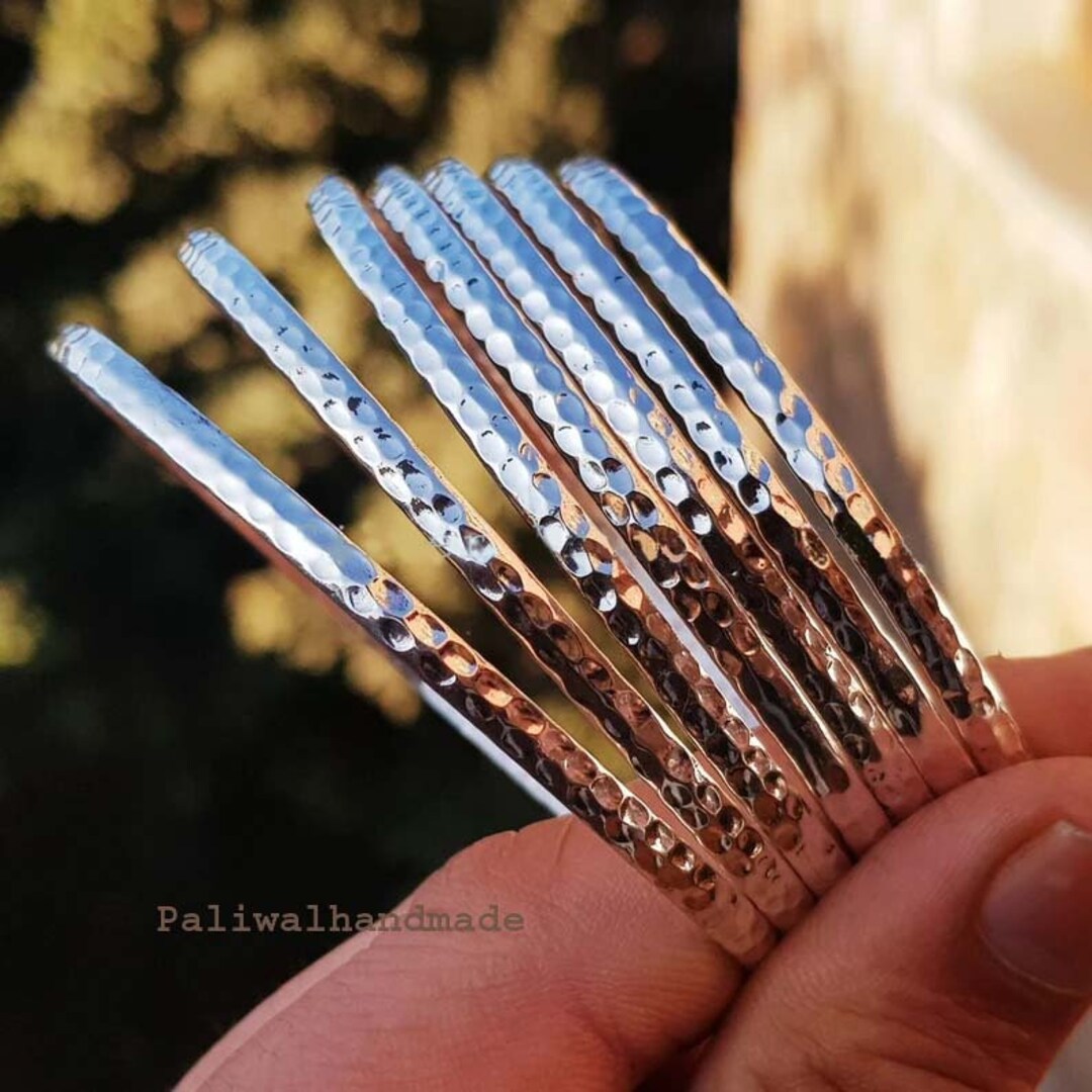 Stacking Bangle in Sterling Silver, Sterling Silver Bangle Set, Set of ...