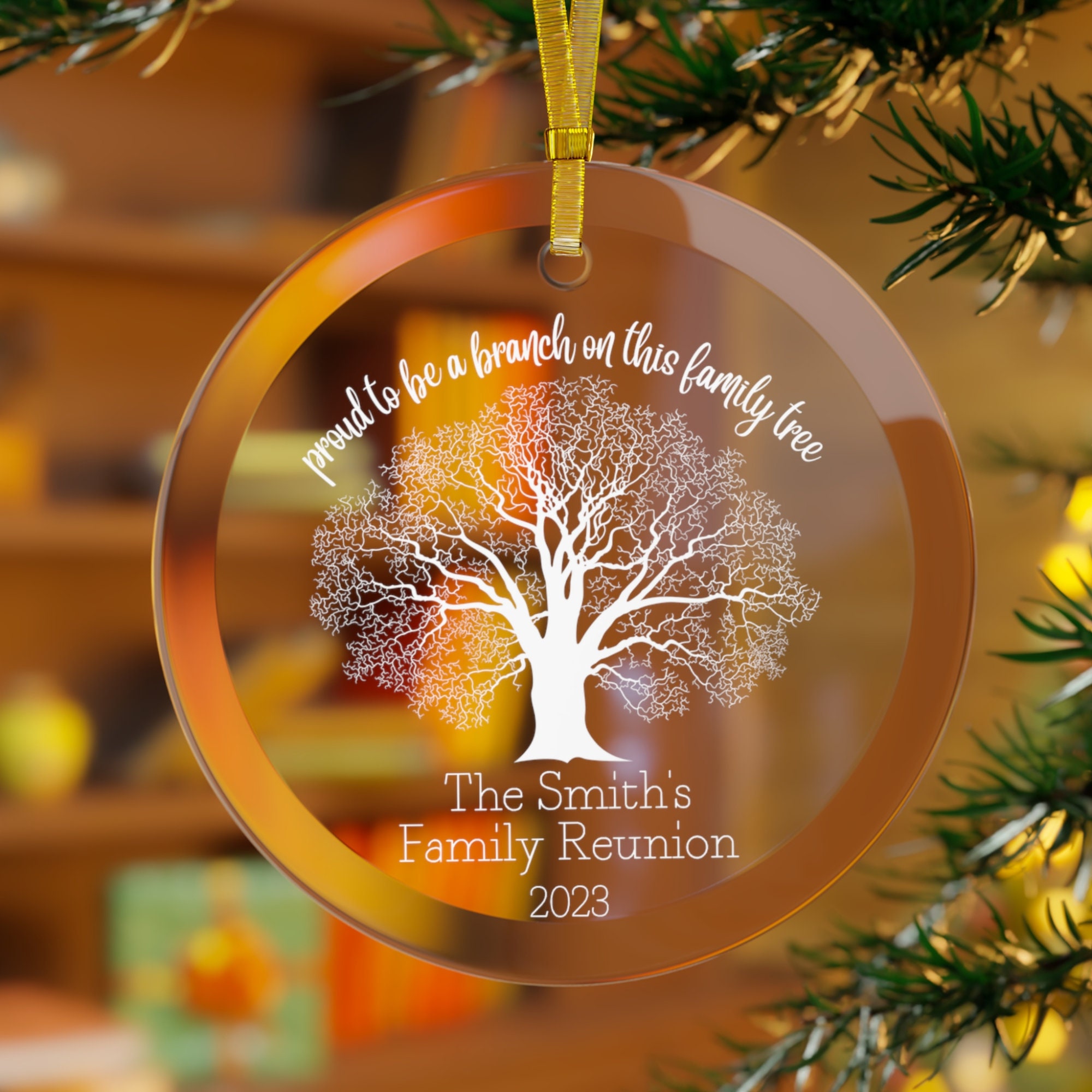 Personalized Family Reunion Ornament, Proud to Be A Branch Glass ...