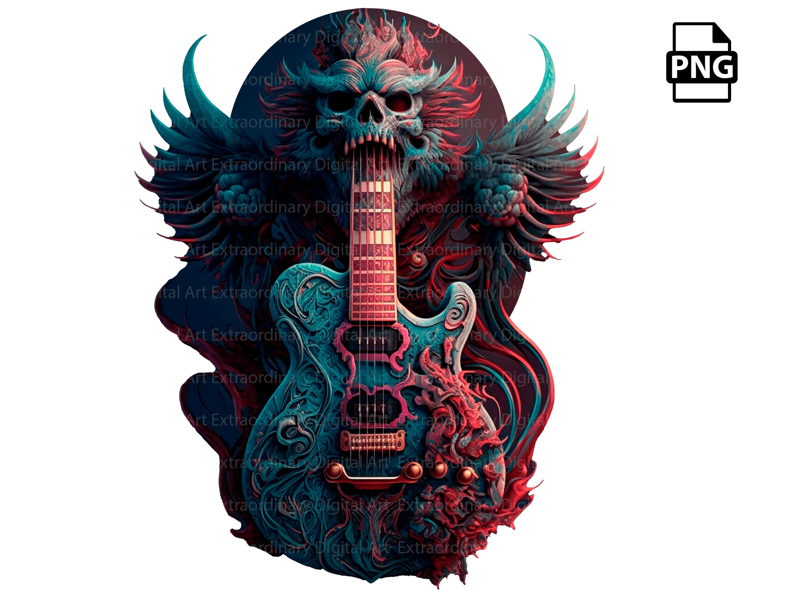 Guitar Skull Wings PNG, Music Sublimations, Acoustic Guitar, Designs ...