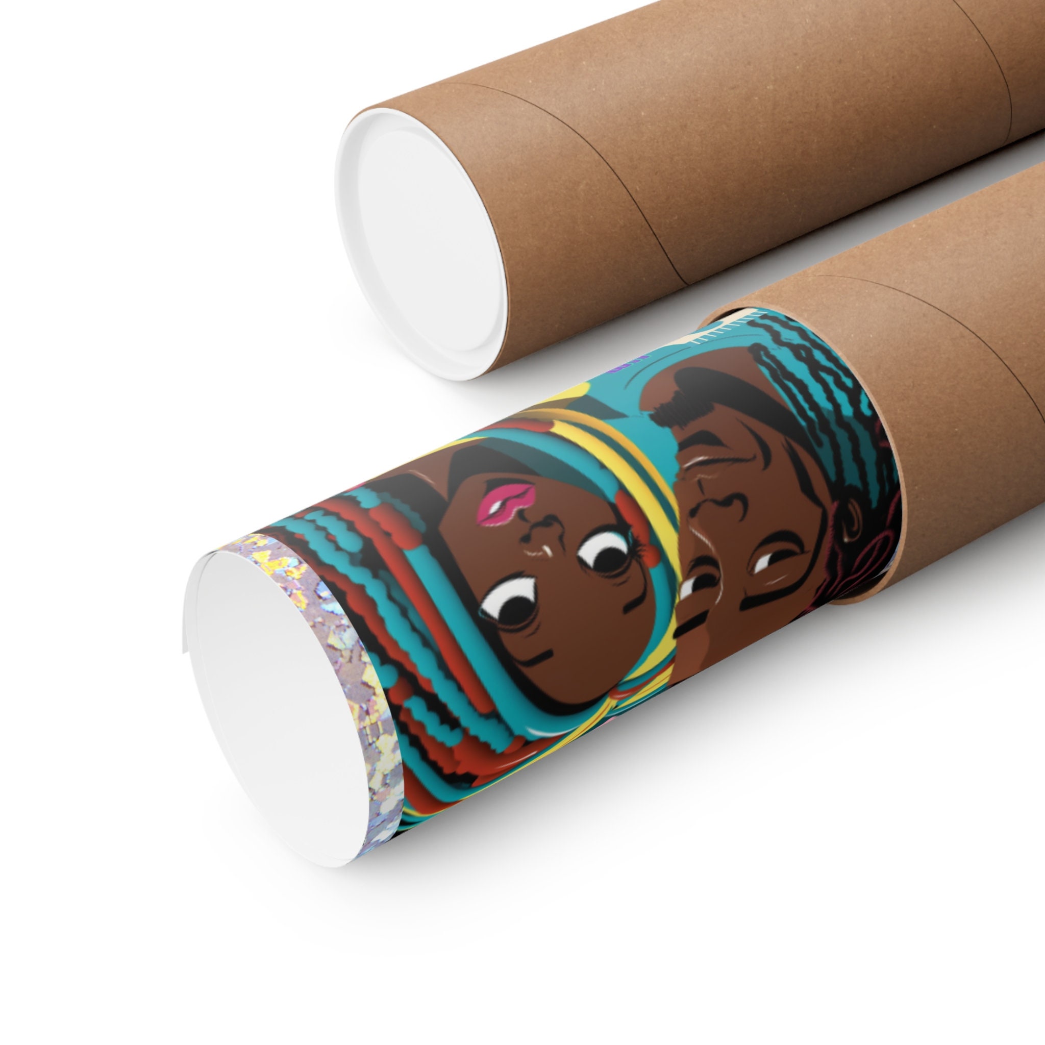 Cute Cartoon Loc'd Sweethearts Premium Matte Vertical Poster Young ...