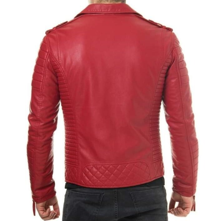 Men's Motorcycle Red Leather Jacket Red Moto Jacket Men's Red Biker ...