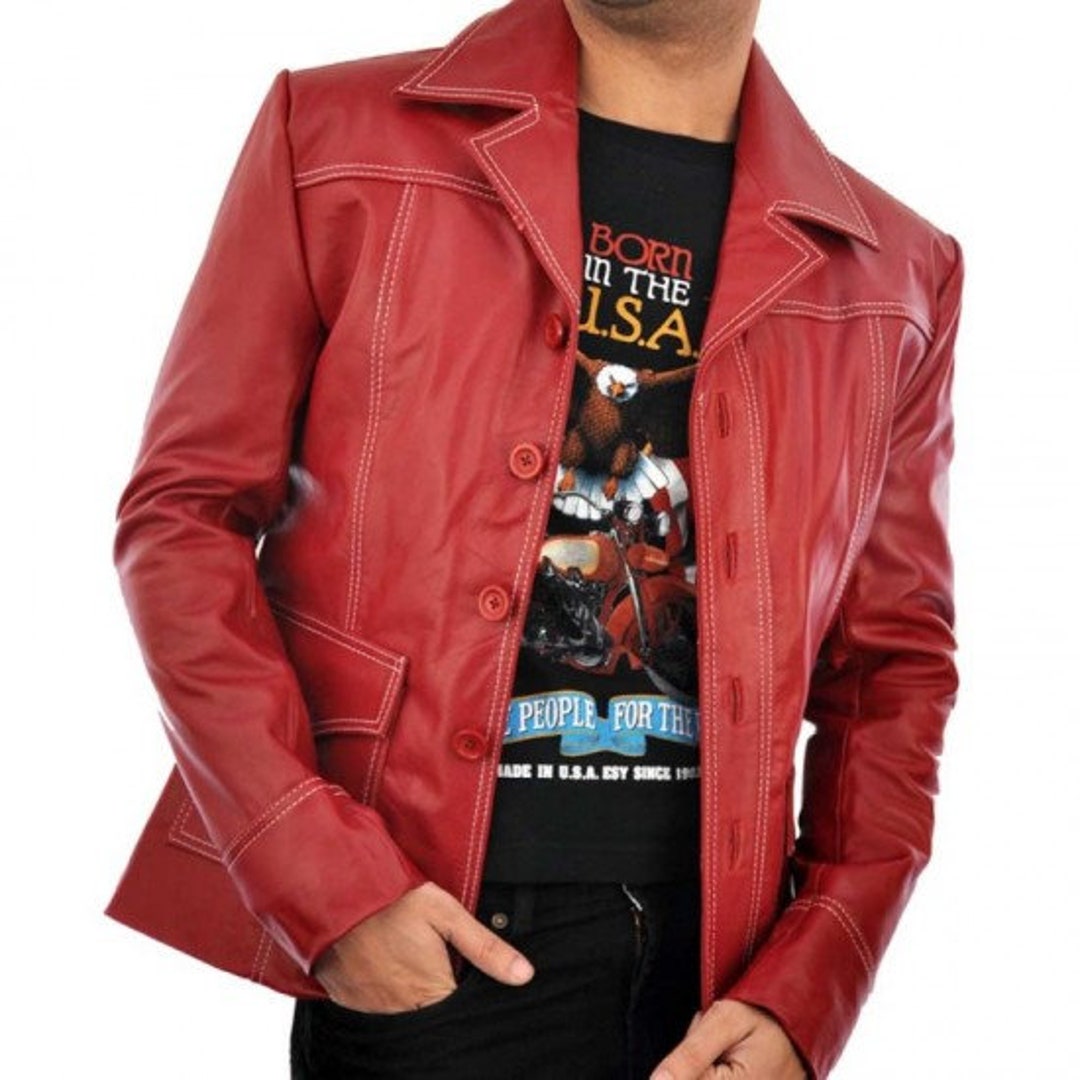 Mens Red Leather Coat Red Biker Leather Jacket - Etsy