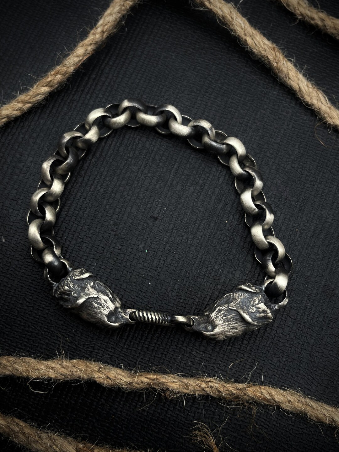 Men's Chain Bracelet, Wolf Chain Bracelet, Byzantine Chain, Unique Men ...