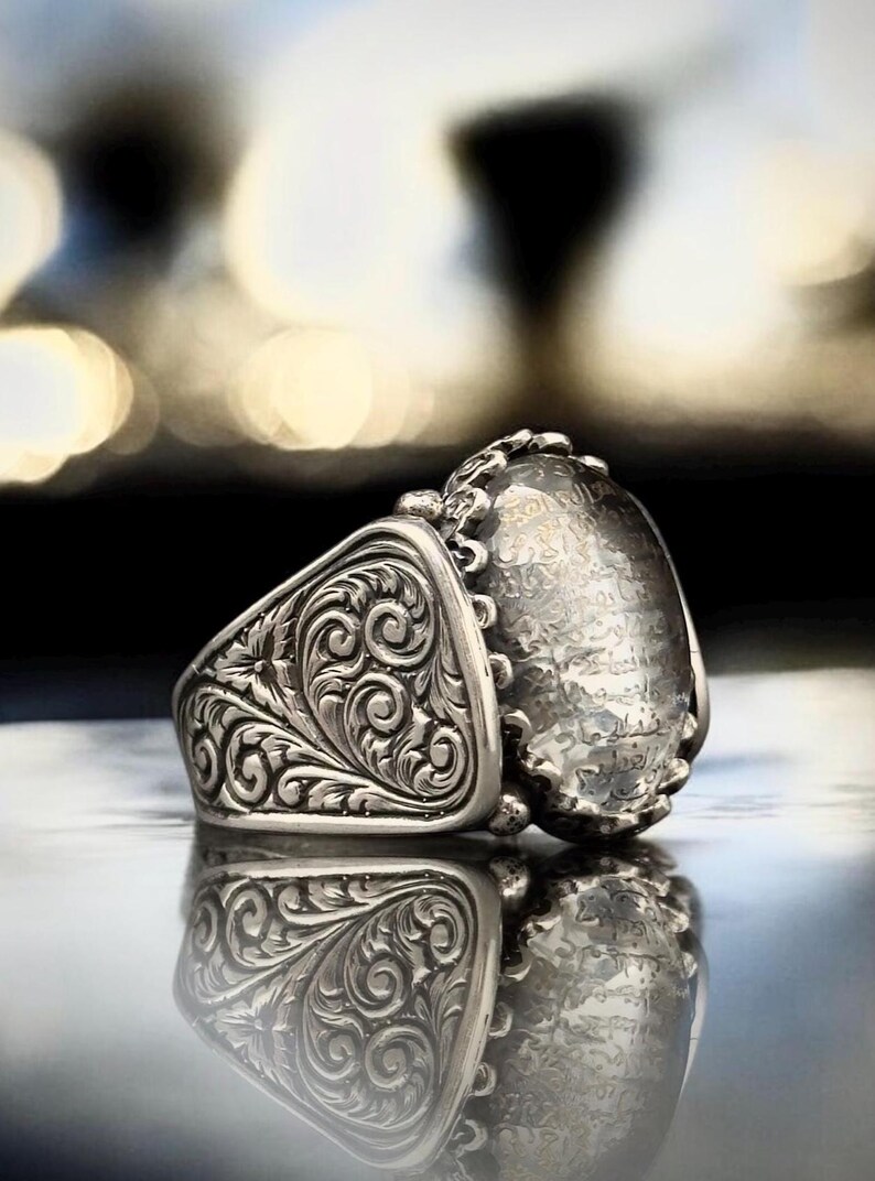 Ayat Al-kursi Engraved Najaf Stone Ring Oxidized Sterling Silver - Etsy
