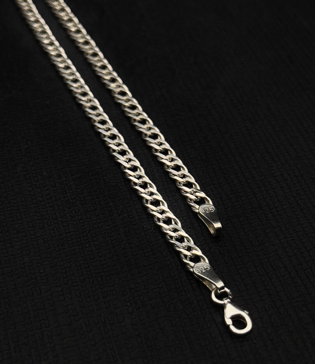 Sterling Silver Rambo Chain Necklace: Double Link Woven Design - Etsy