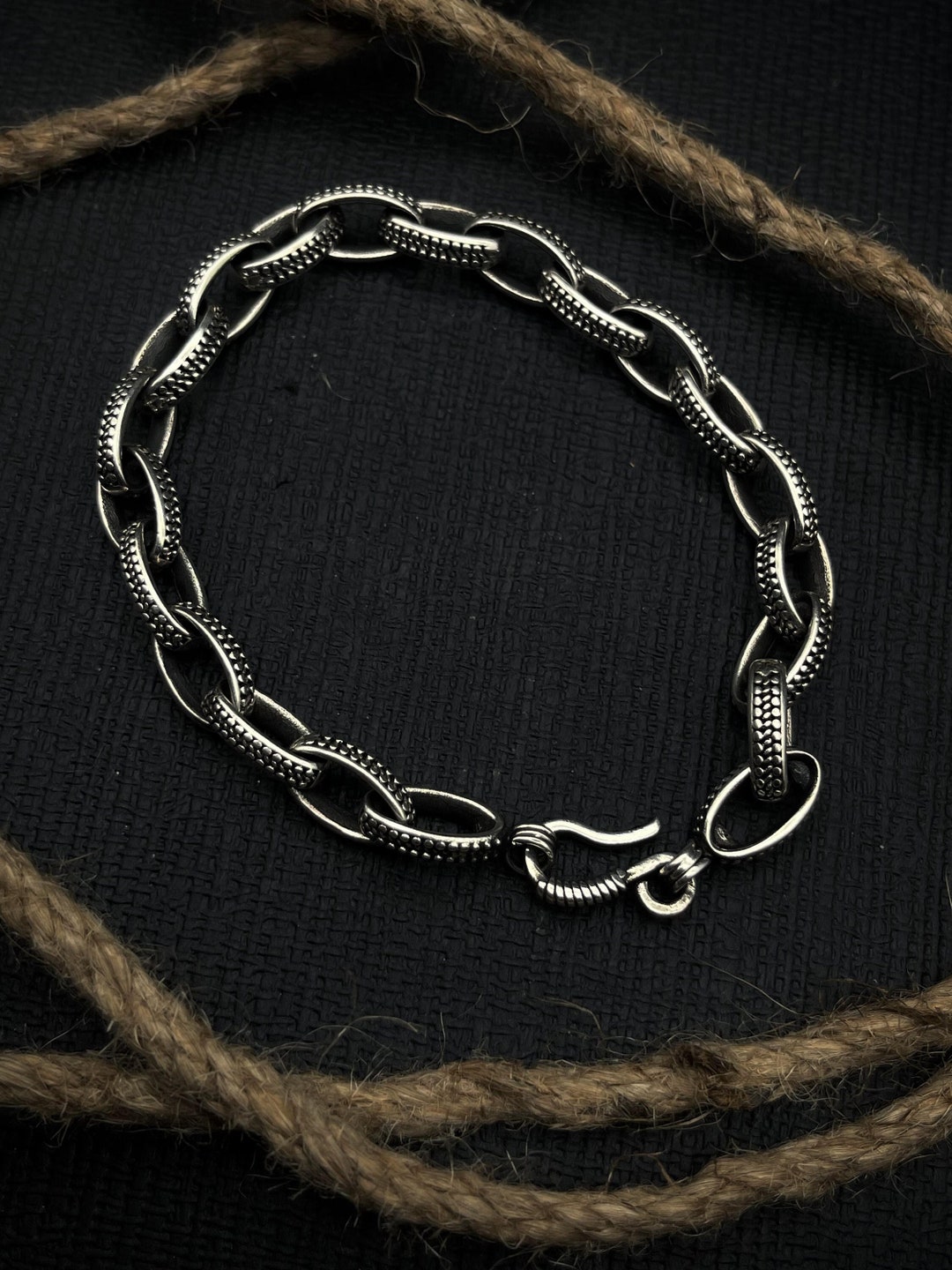 Men's Chain Bracelet, Byzantine Chain Bracelet, Mens Silver Bracelet ...