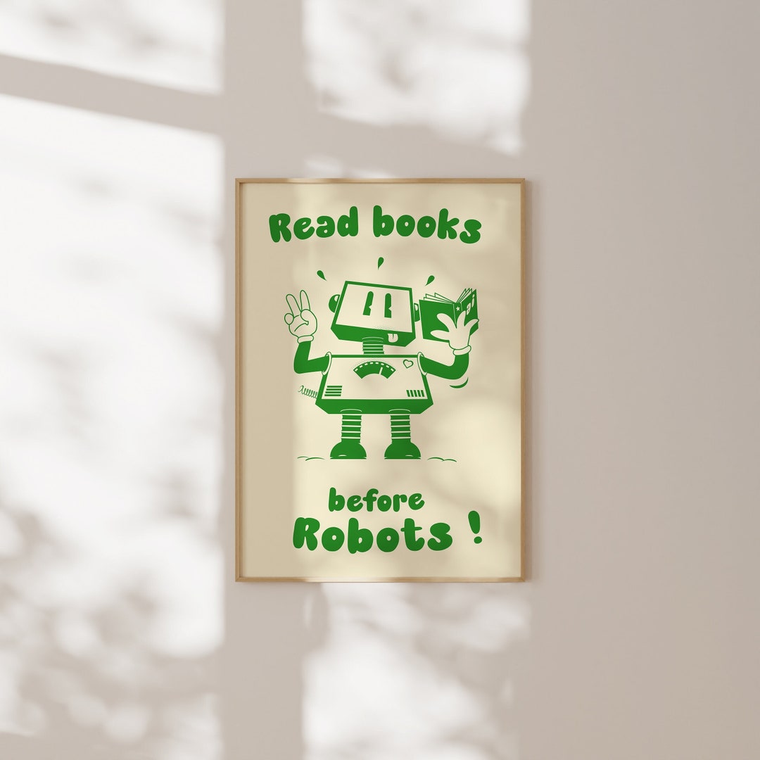 Reader Robot Downloadable Art Wall Decor Printable Wall Art - Etsy