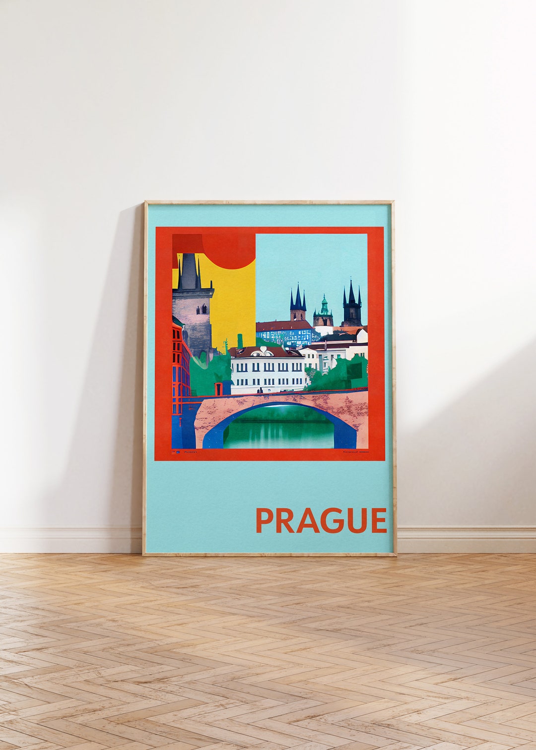 Prague Travel Poster Prague City Wall Art Czech Retro Travel Print ...