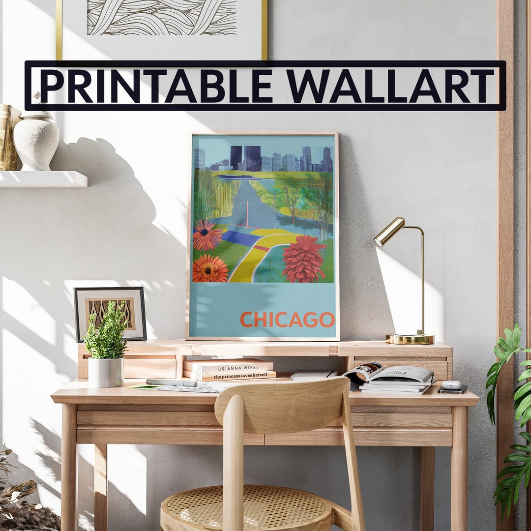 PRINTABLE WALL ART: Chicago City Poster, Retro Print, Vintage City ...