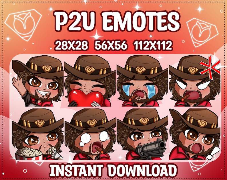 Cute Overwatch Cassidy Emotes BUNDLE for Twitch | Discord | Youtube ...