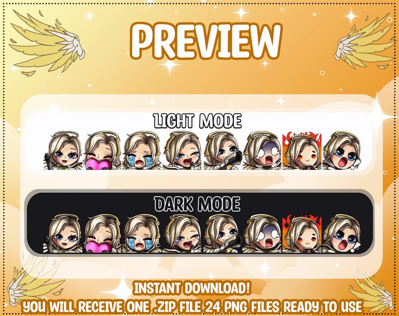 Cute Overwatch 2 Mercy Emotes BUNDLE for Twitch | Discord | Youtube ...