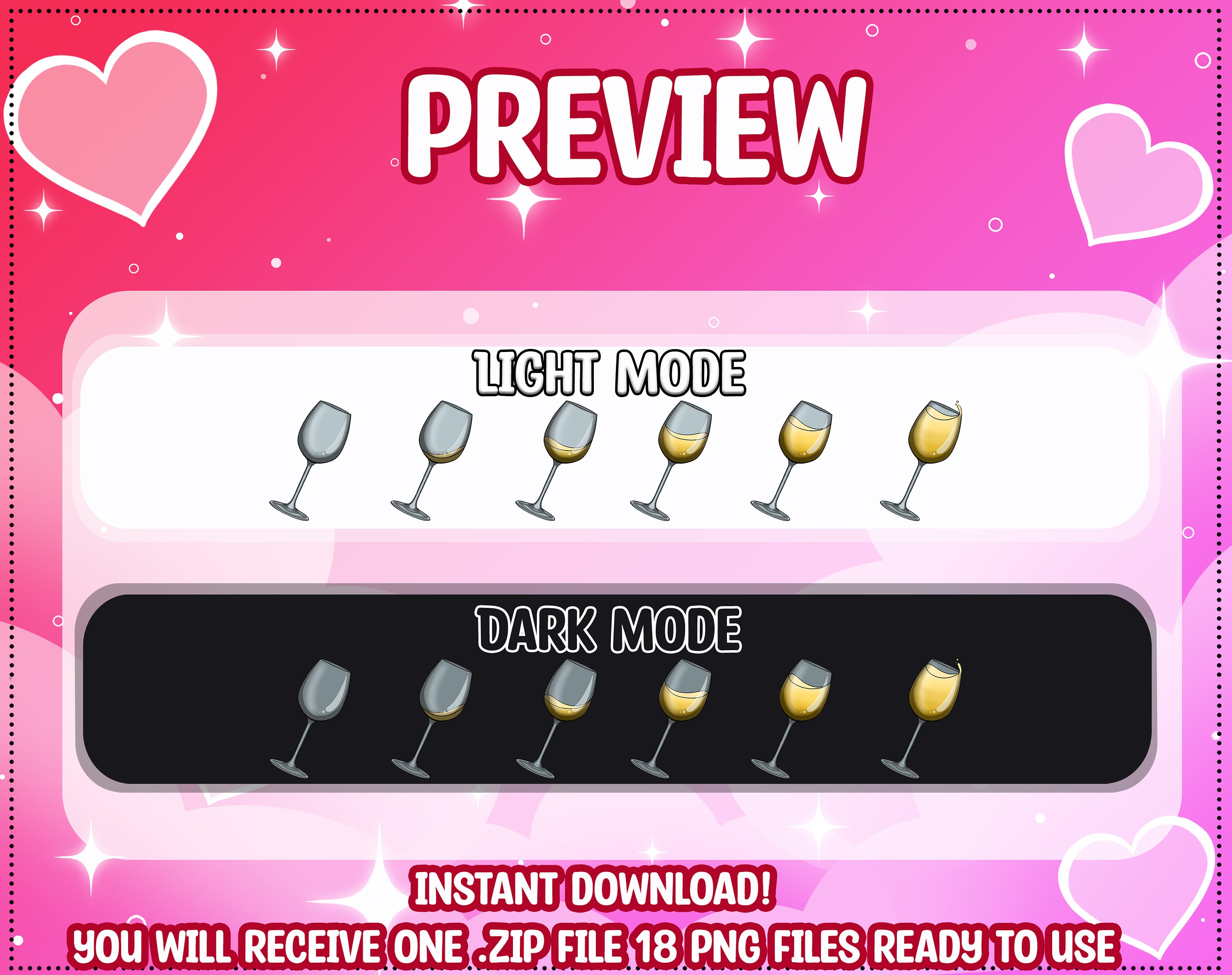 White Wine Glasses Sub/ Bit Badges for Twitch Discord Youtube ...