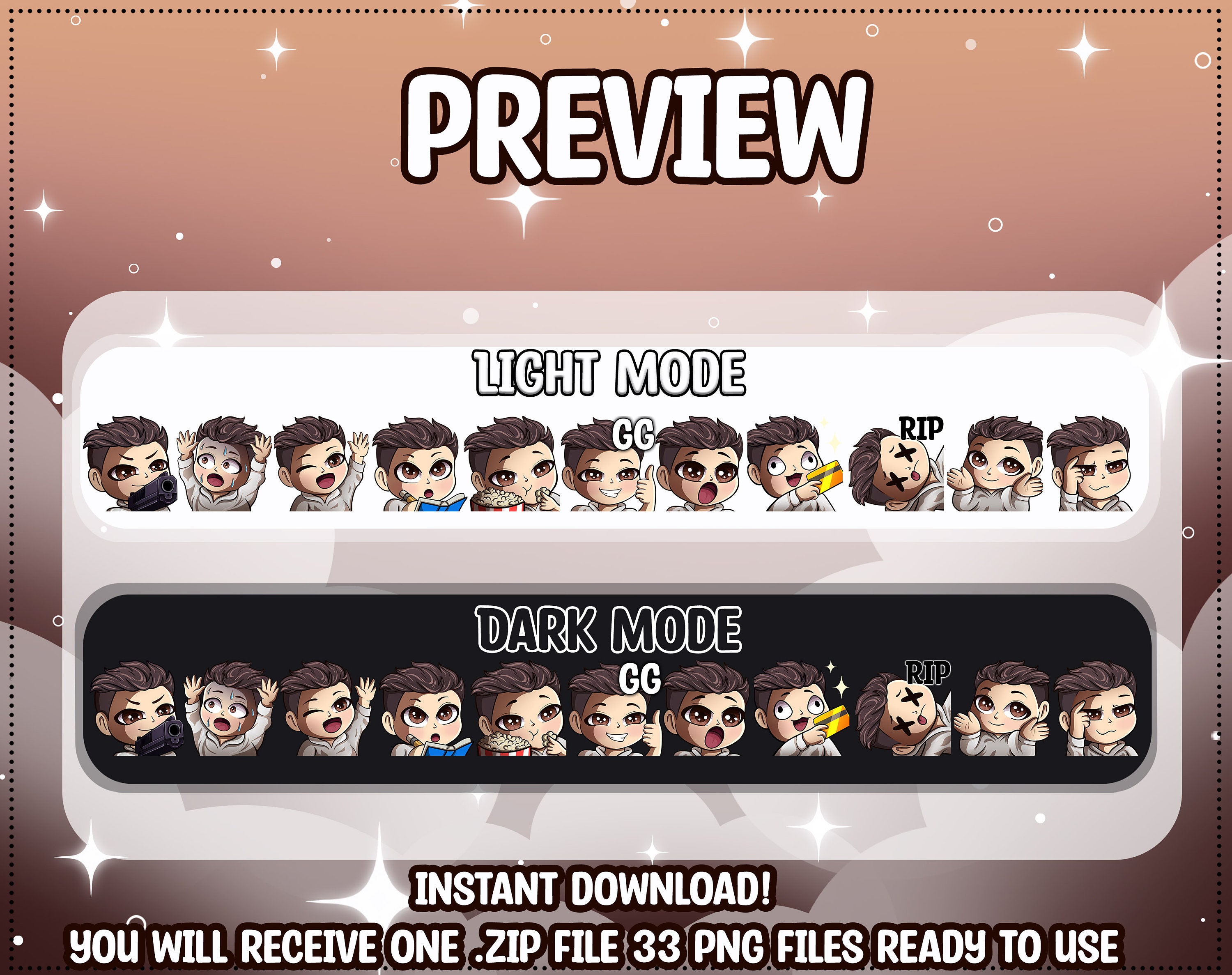 Boy Stream Emotes Pack | Twitch, Discord, Youtube - Etsy UK