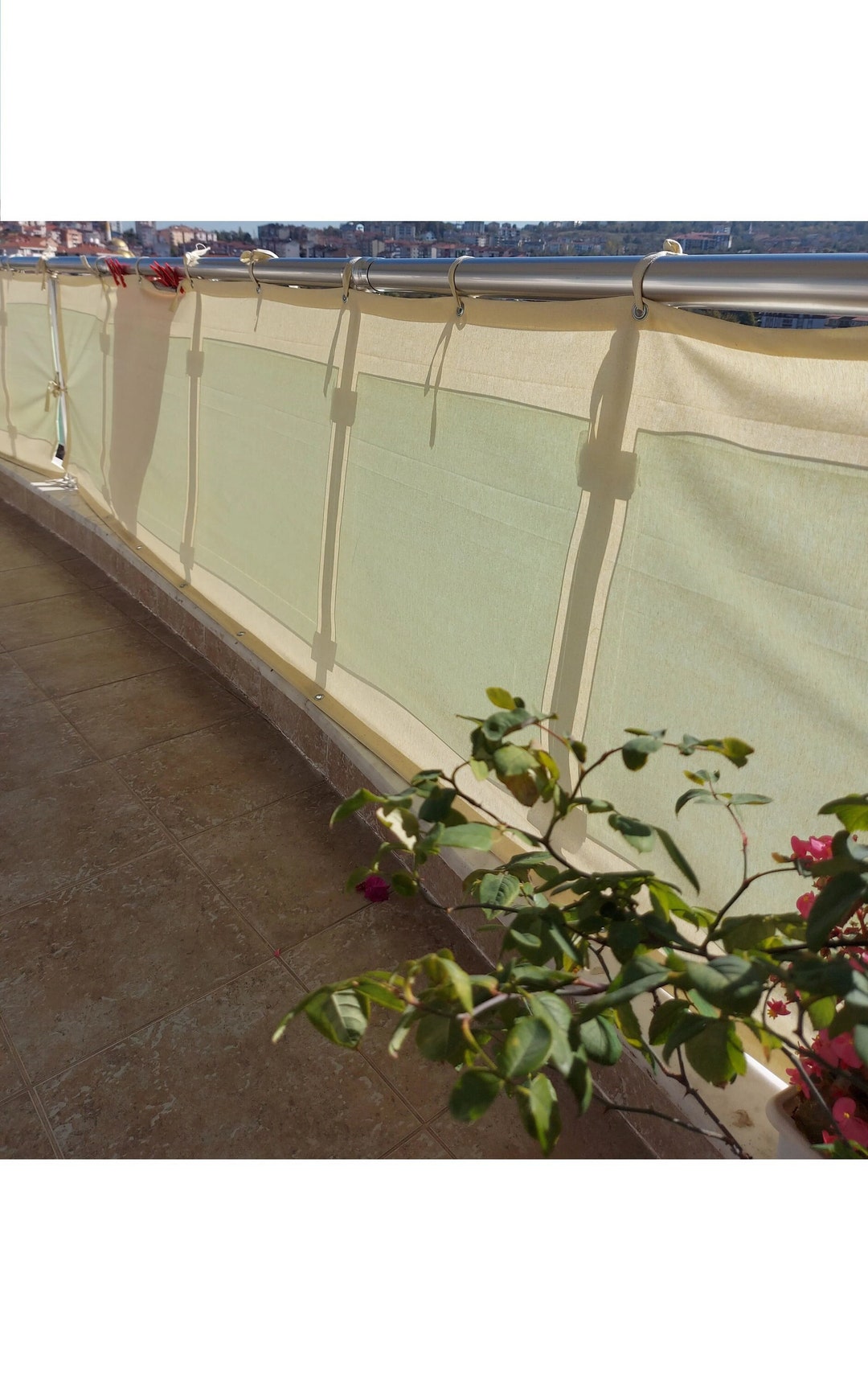 Balcony Fence Garden Wall Cover, Patio Outdoor Privacy Curtain, Beige ...