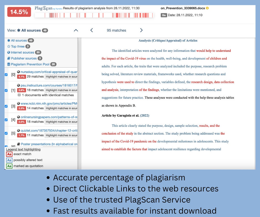 Plagiarism Report for Your Paper, Plagscan Report, Plagiarism Detecting ...