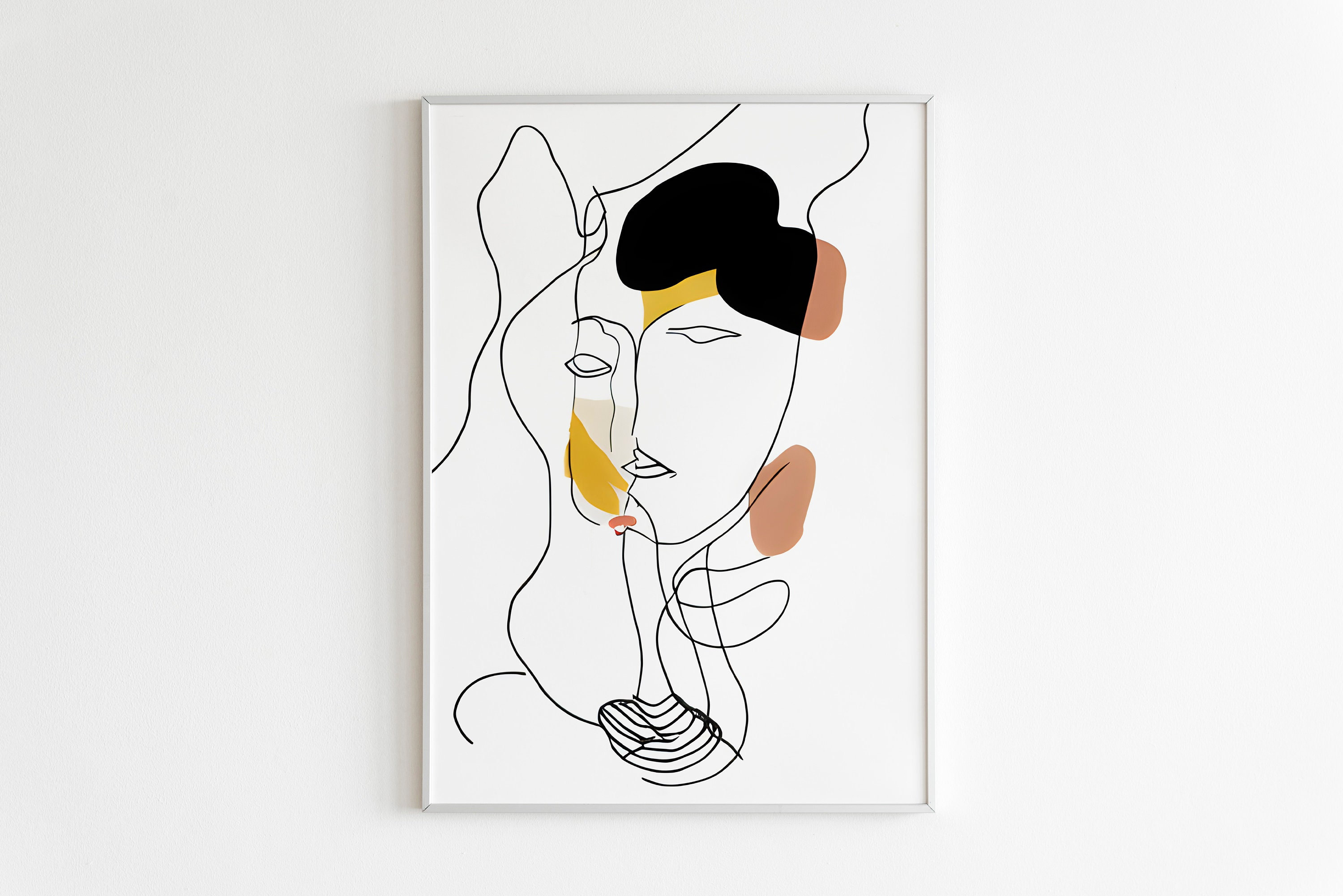 Woman Face Picasso Style One Line Drawing Wall Art, Modern Woman Face ...