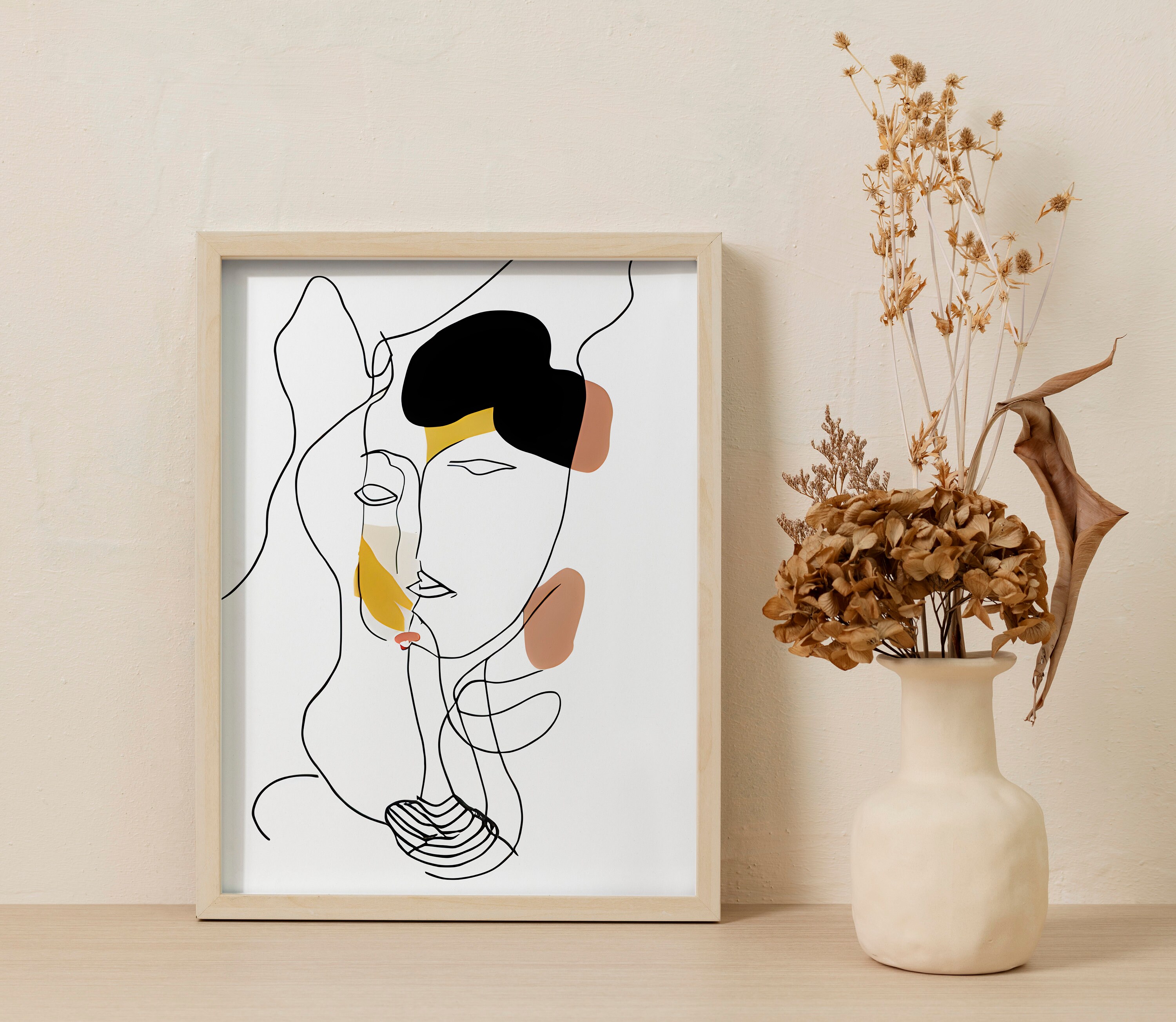 Woman Face Picasso Style One Line Drawing Wall Art, Modern Woman Face ...