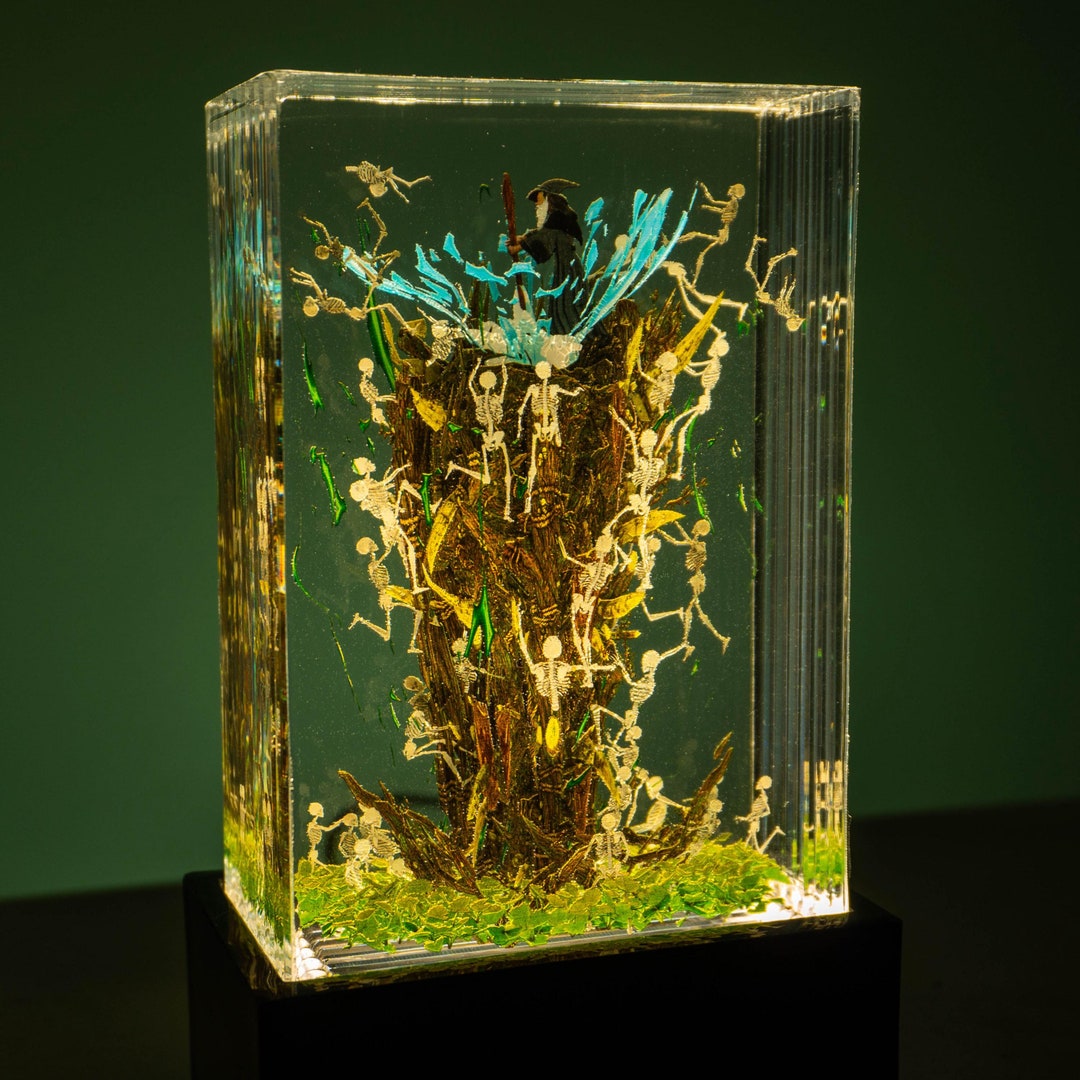 Undead Skeleton Horde Resin Desk Light Wizard Fantasy Battle Sculpture ...