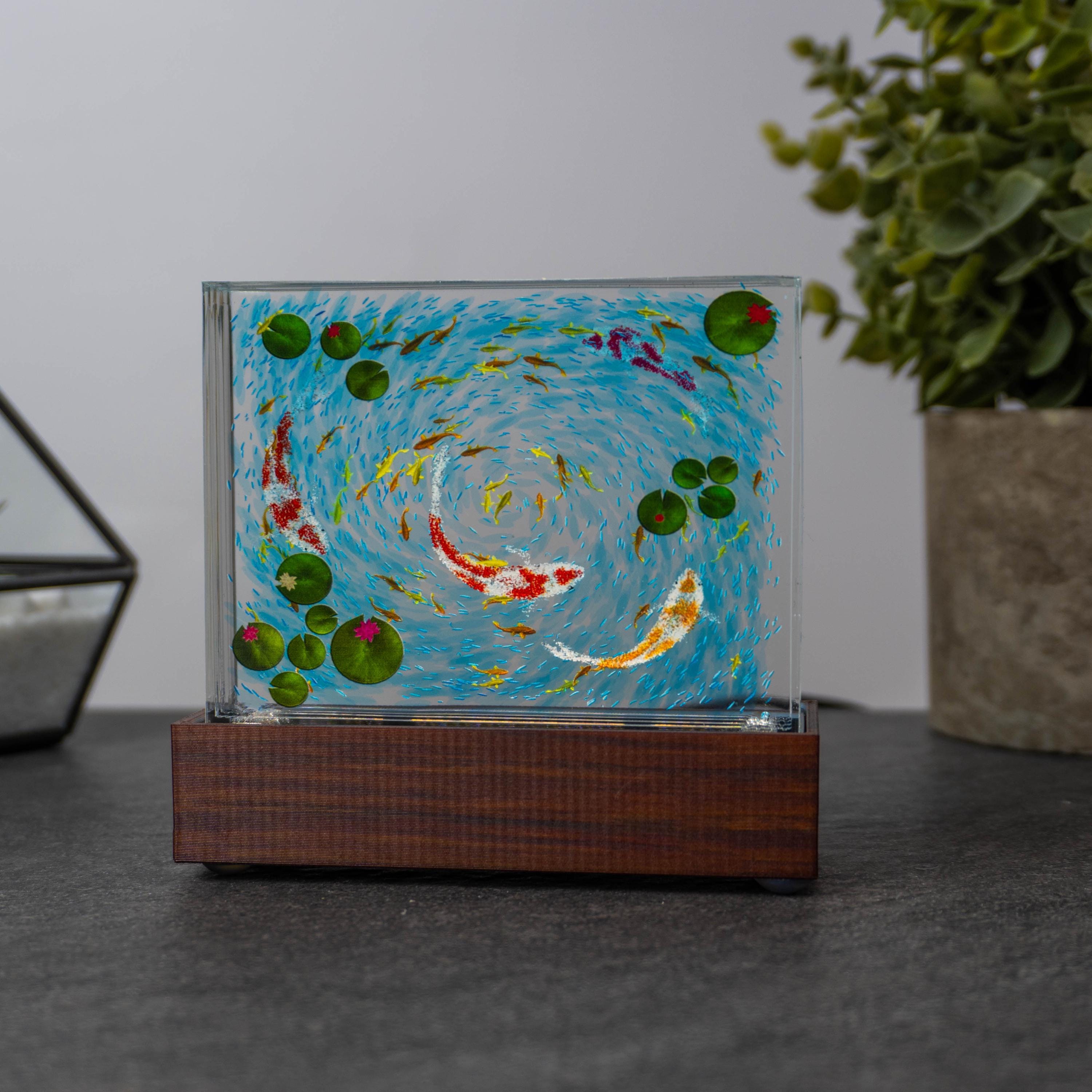 Koi & Goldfish Whirlpool Resin Sculpture, Zen Pond Light - Etsy