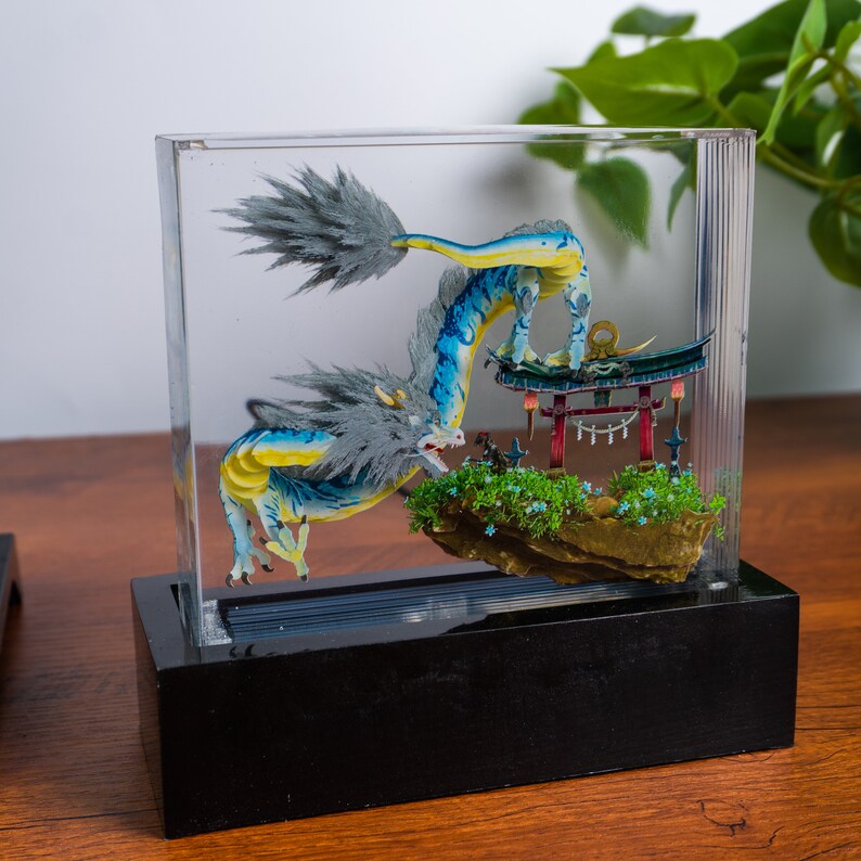 Enchanted Dragon Shrine Resin Art: Mystical Lightbox of Myth & Prayer ...