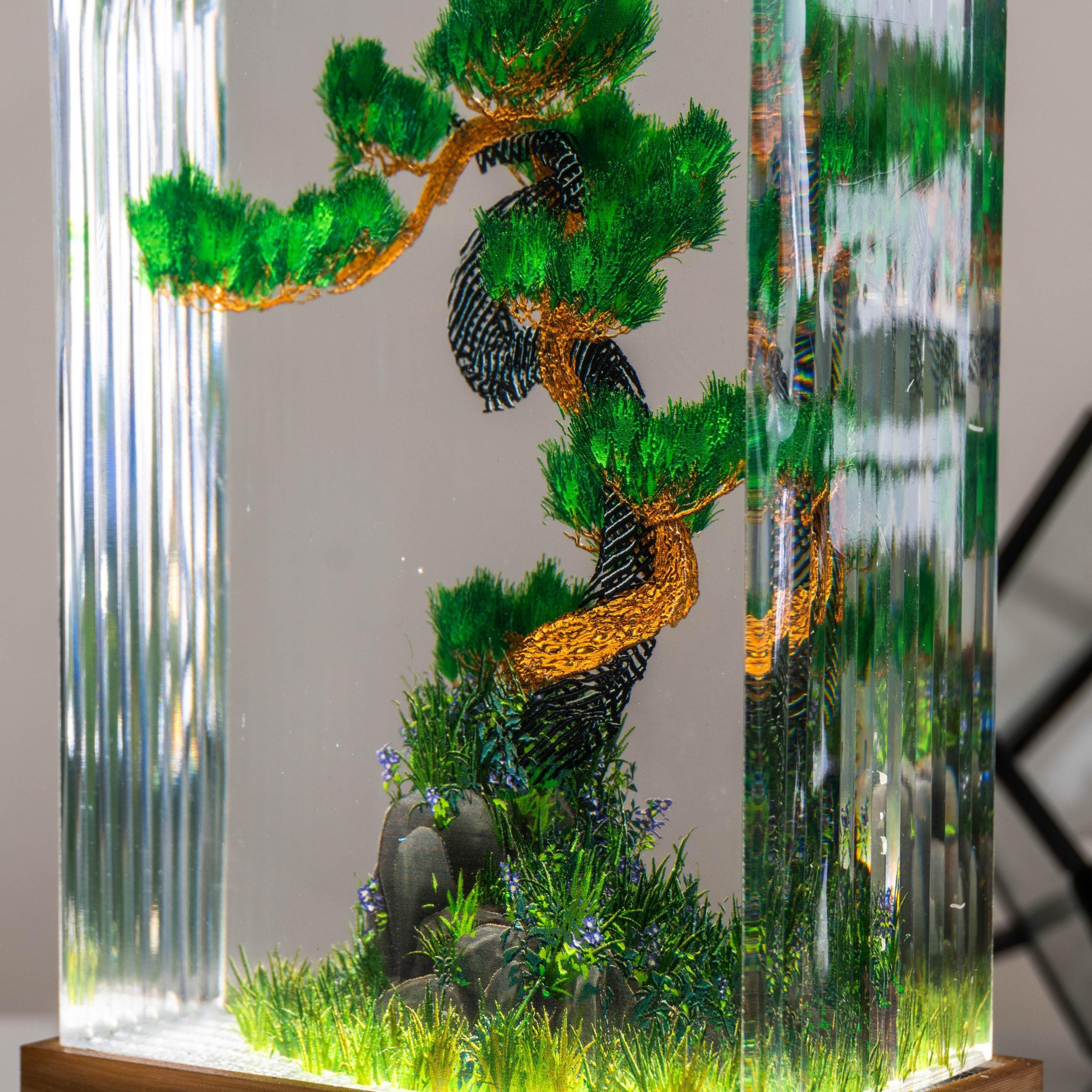 Bonsai Tree Resin Lamp – Scenic Zen Rock Garden Sculpture - Etsy