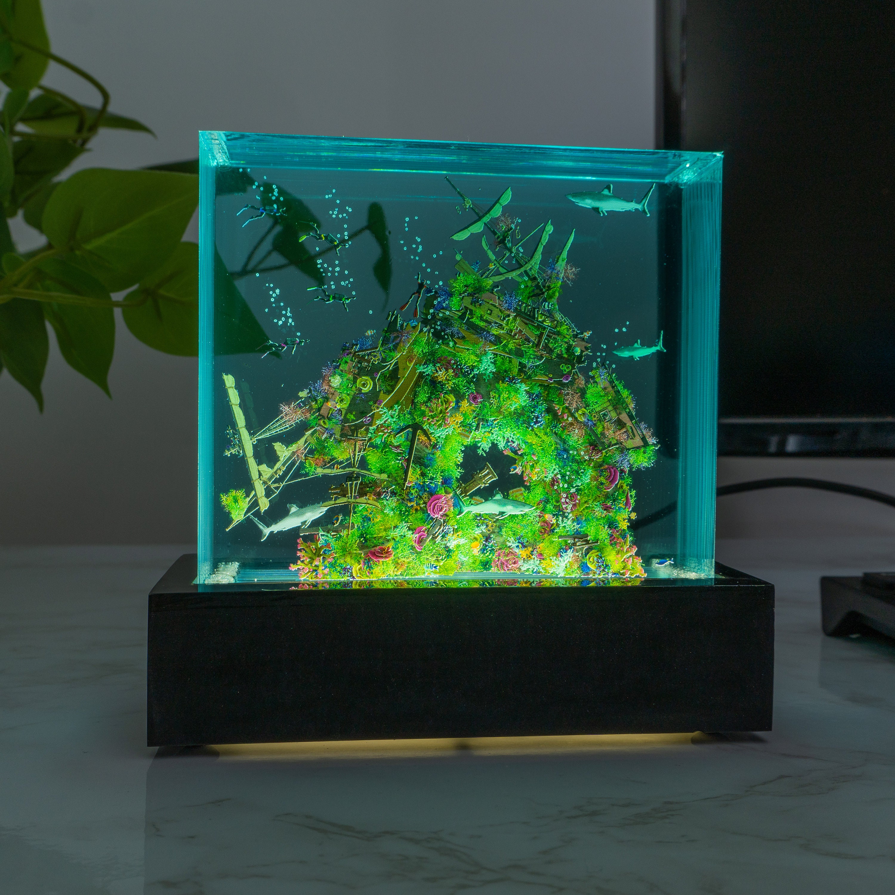 Shipwreck Scuba Exploration Epoxy Lamp Ocean Resin Home Decor High ...