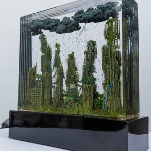 Ruined City Resin Lamp Apocalypse Metropolis, Rainy Dark Unique 3d Art ...