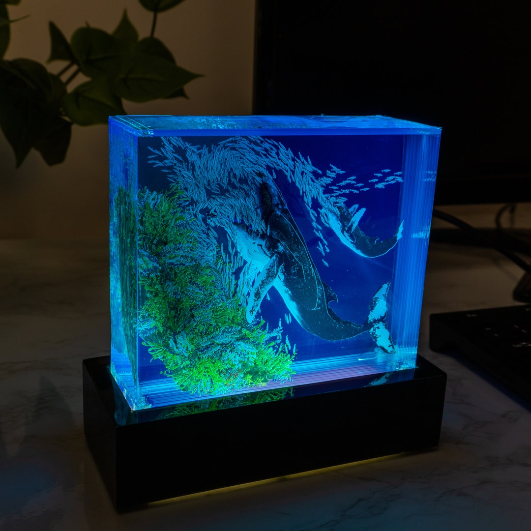 Ocean Whale Family Resin Light for Desk Shelf Home Decor for Ocean ...