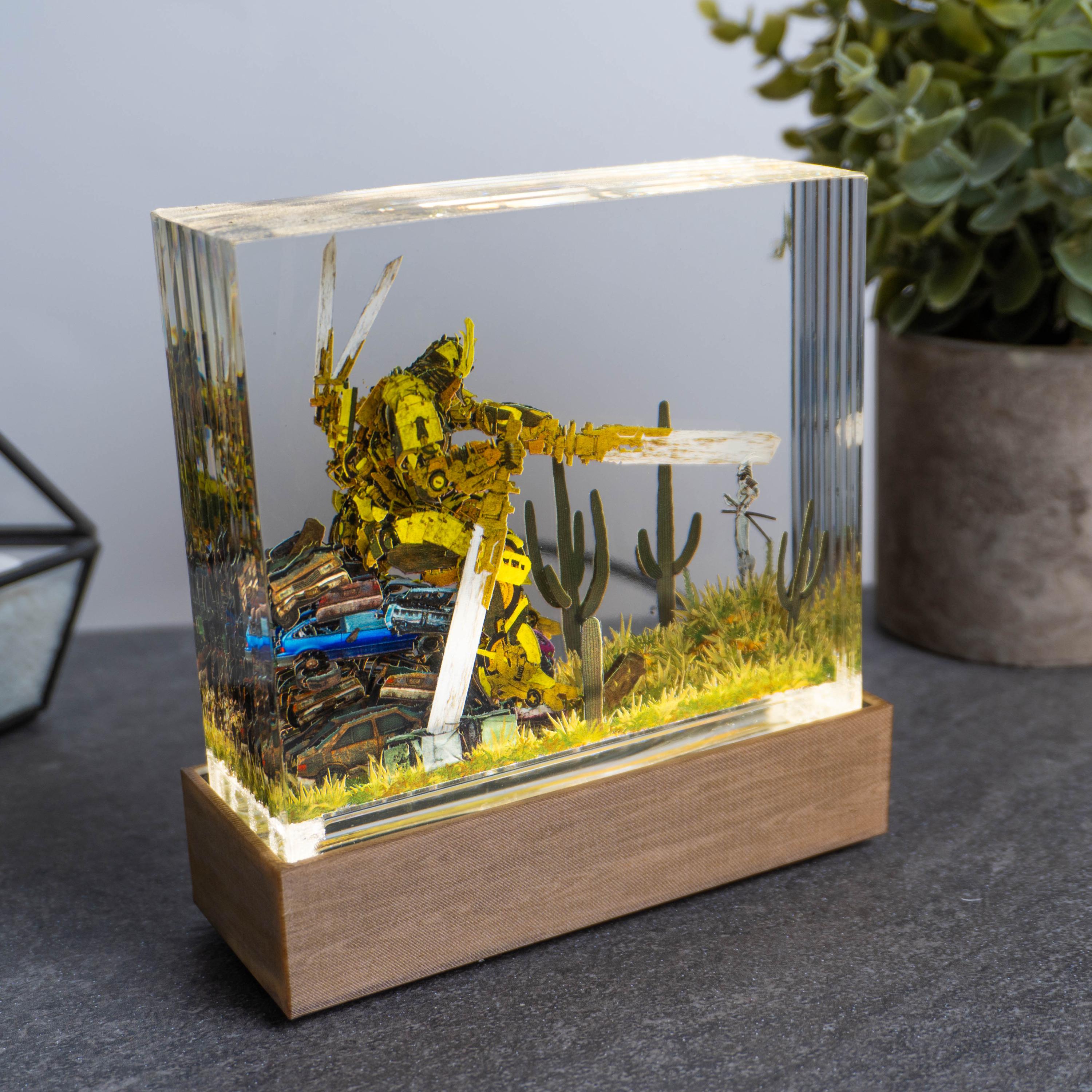 Transformer Robot Resin Lamp, Mech Gundam Vs Cyber Samurai Sculpture ...