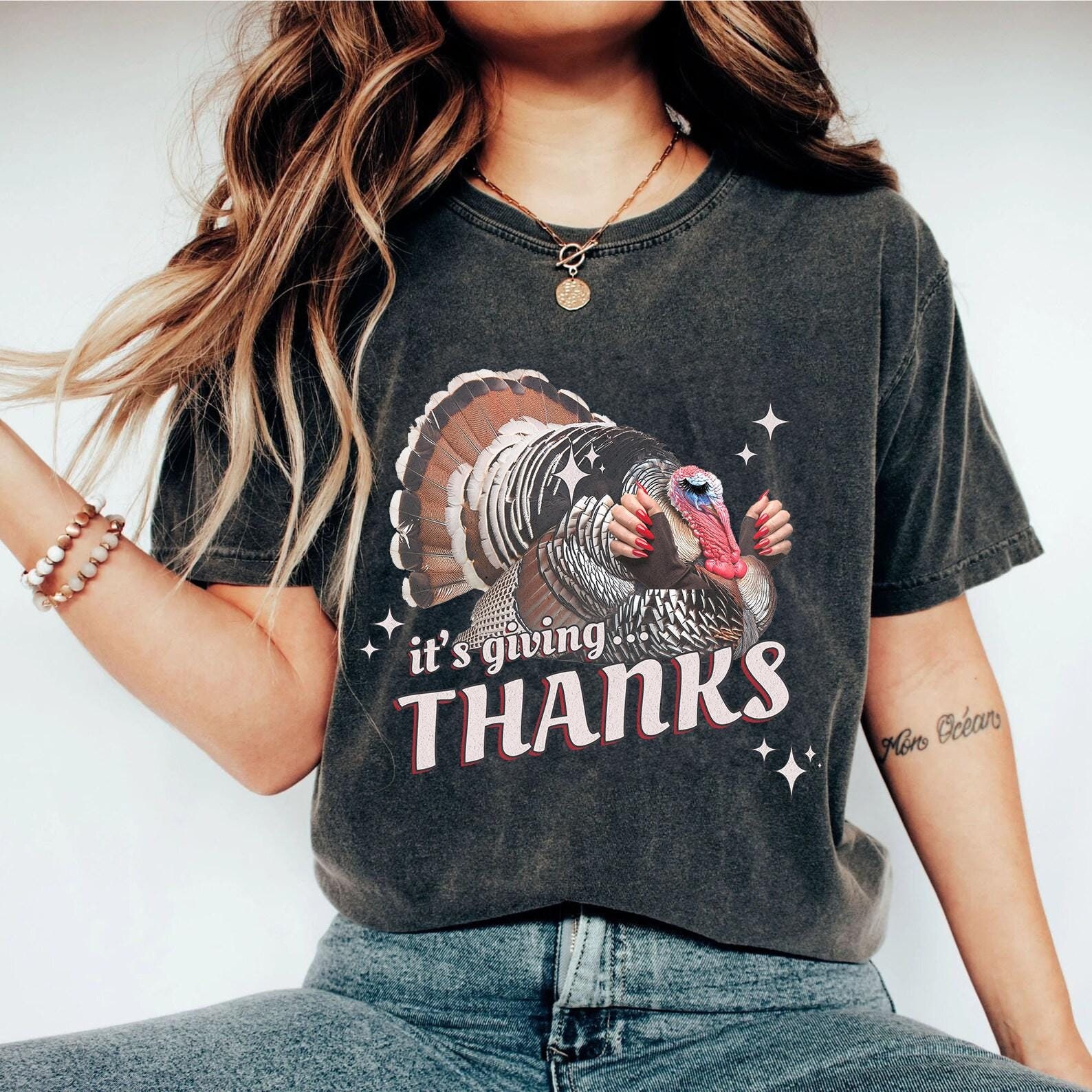 It's Giving Thanks Meme Shirt, Giving Turkey Shirt, Lovely Turkey Shirt ...