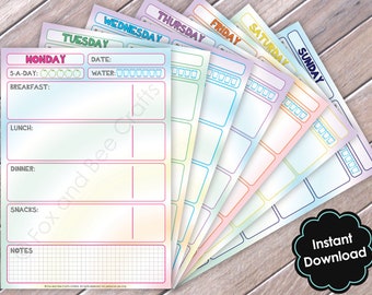Printable Daily Food Diet Sheets Food Diary A5 Size Food - Etsy