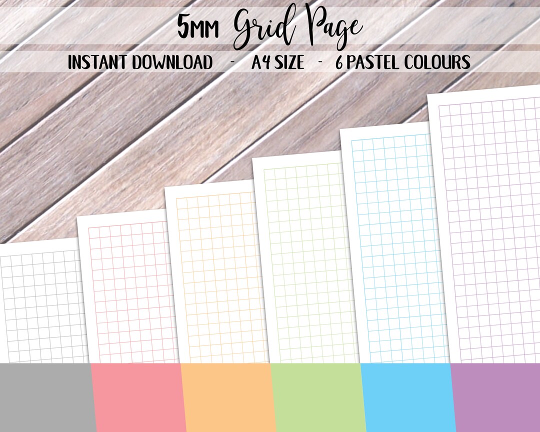 A4 Size 5mm Square Grid Printable 6 Page Pack Bullet - Etsy