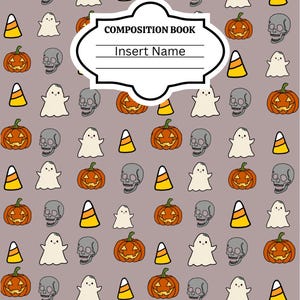 Printable Composition Notebook Cover PNG: Ghost, Pumpkin, Skull ...