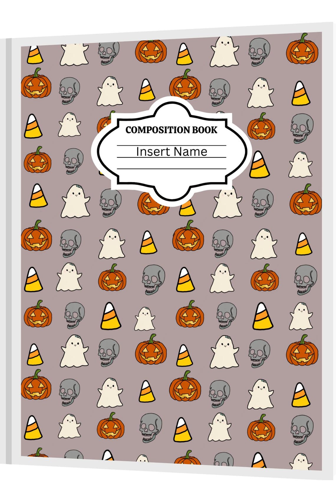 Printable Composition Notebook Cover PNG: Ghost, Pumpkin, Skull ...