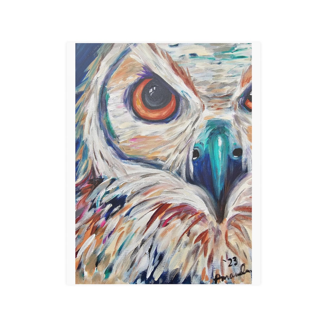 Satin Posters, Owl Art, Owl Poster, Art Print, Blue Decor, Art for ...