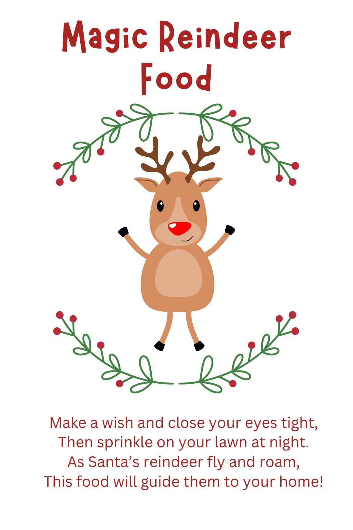 Magic Reindeer Food Tag, Christmas Tag, Printable Tag - Etsy