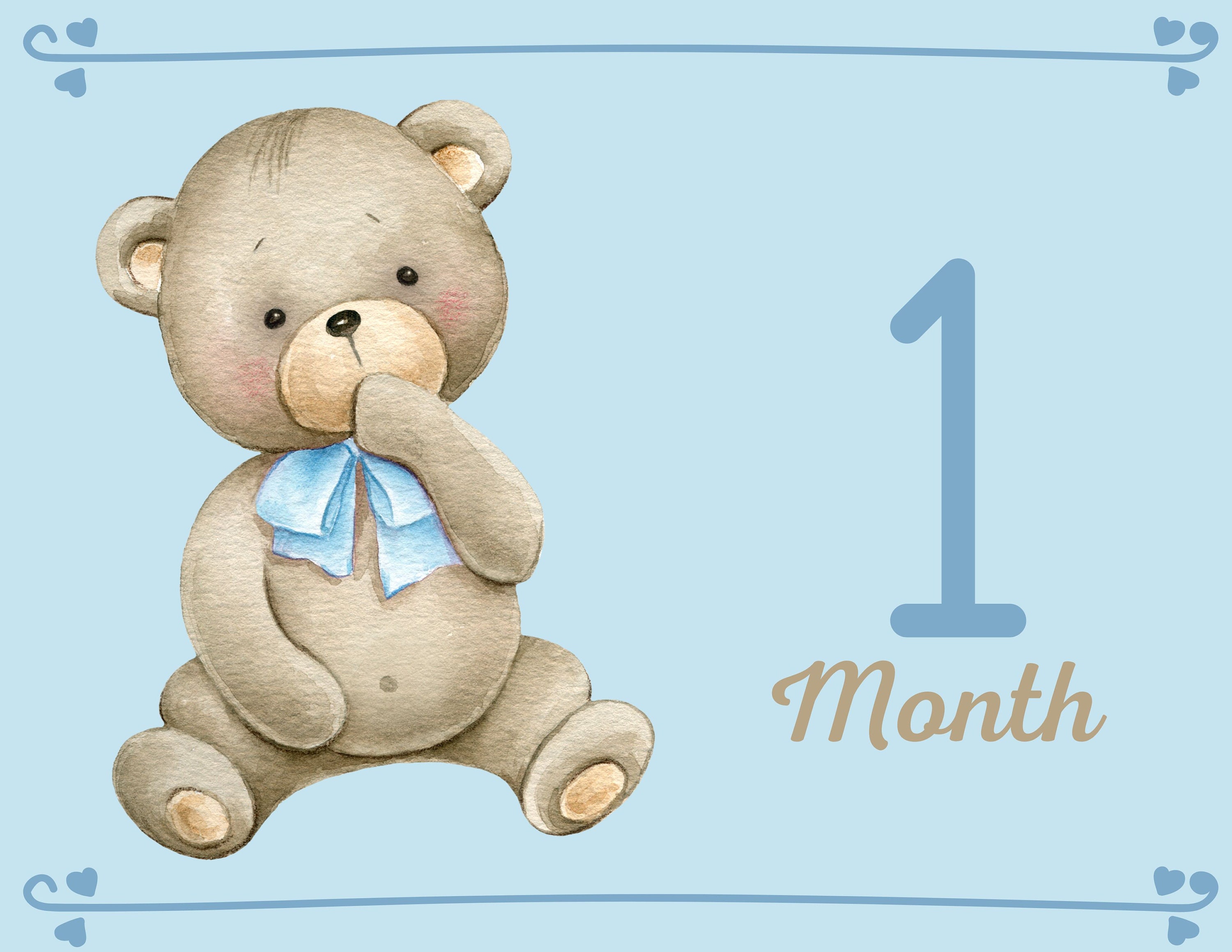 Printable Baby Monthly Cards, Milestone Cards, Baby Boy Cards, Blue ...