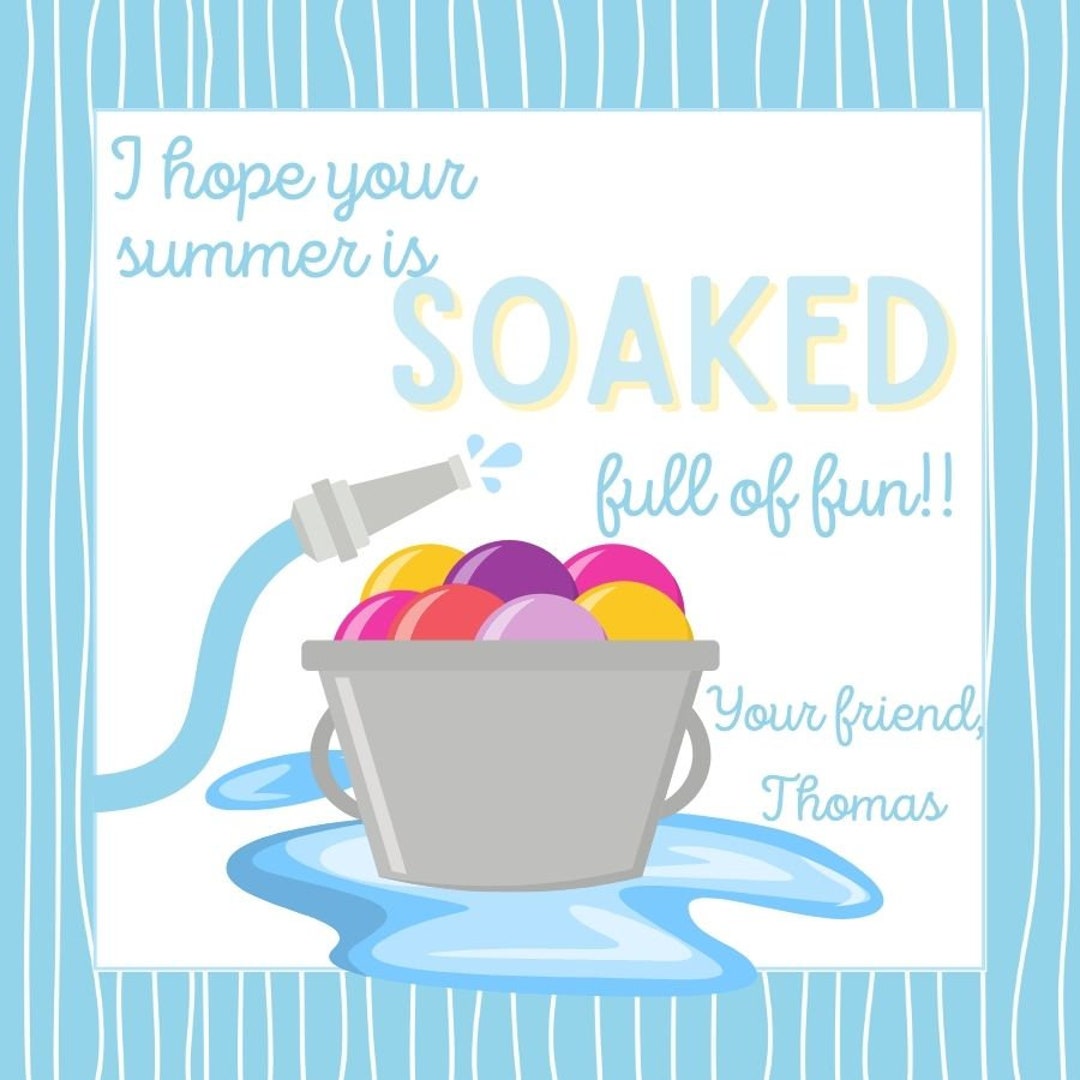 Personalized, Printable Summer Tag, Water Balloon Tag - Etsy