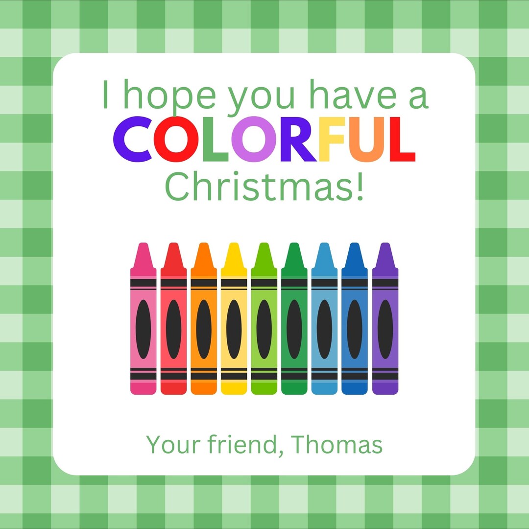 Christmas Gift Tag, Colorful Gift Tag, Crayon Gift Tag, Kid Gift Tag - Etsy