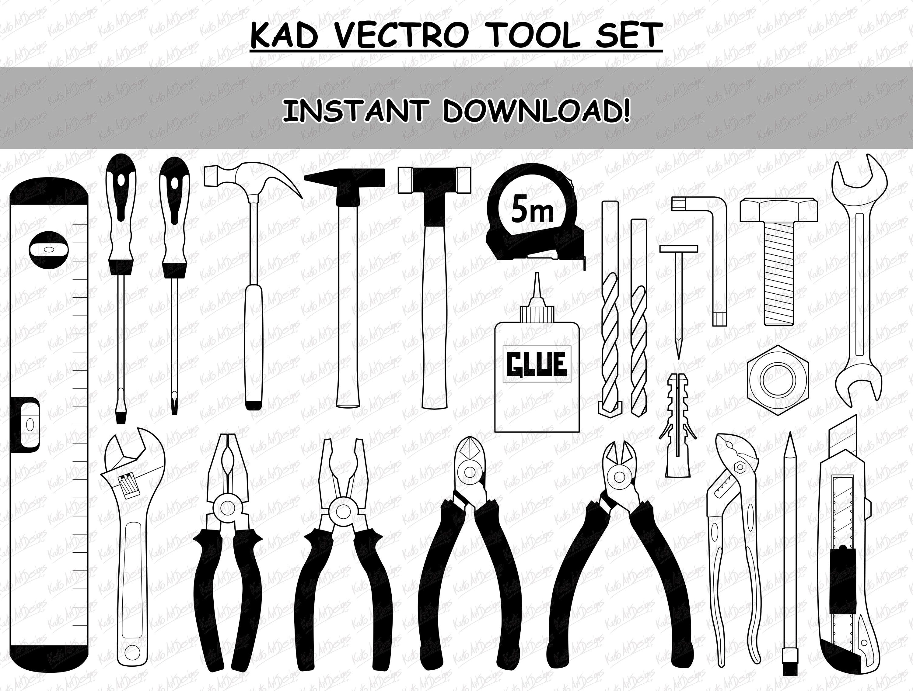 Tool Symbol Set as Vector Graphics - Illustrations as Vector SVG and ...