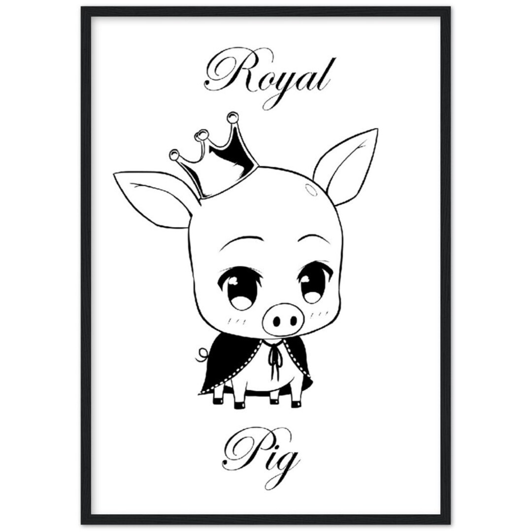 Royal Pig, Chibi Pig, Framed Poster, Gift, Present - Etsy