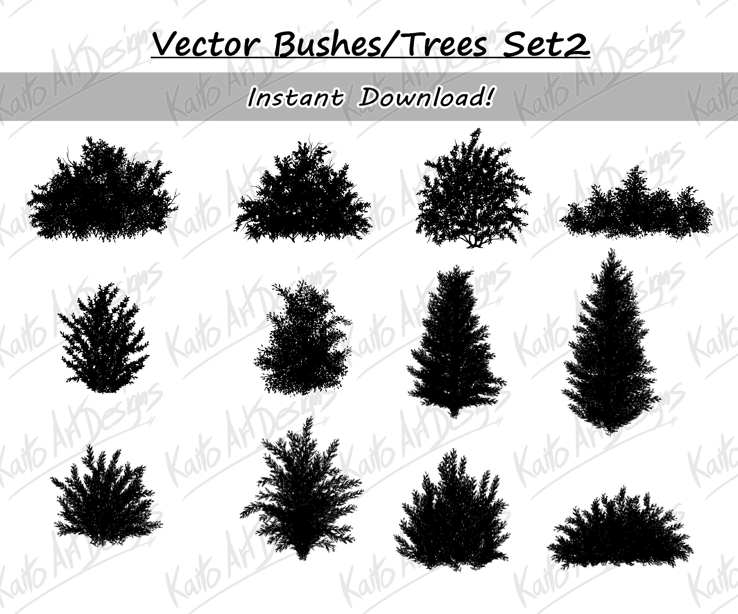 Vector Bushes Trees Vector Masks as SVG and PNG Files, for Commercial ...