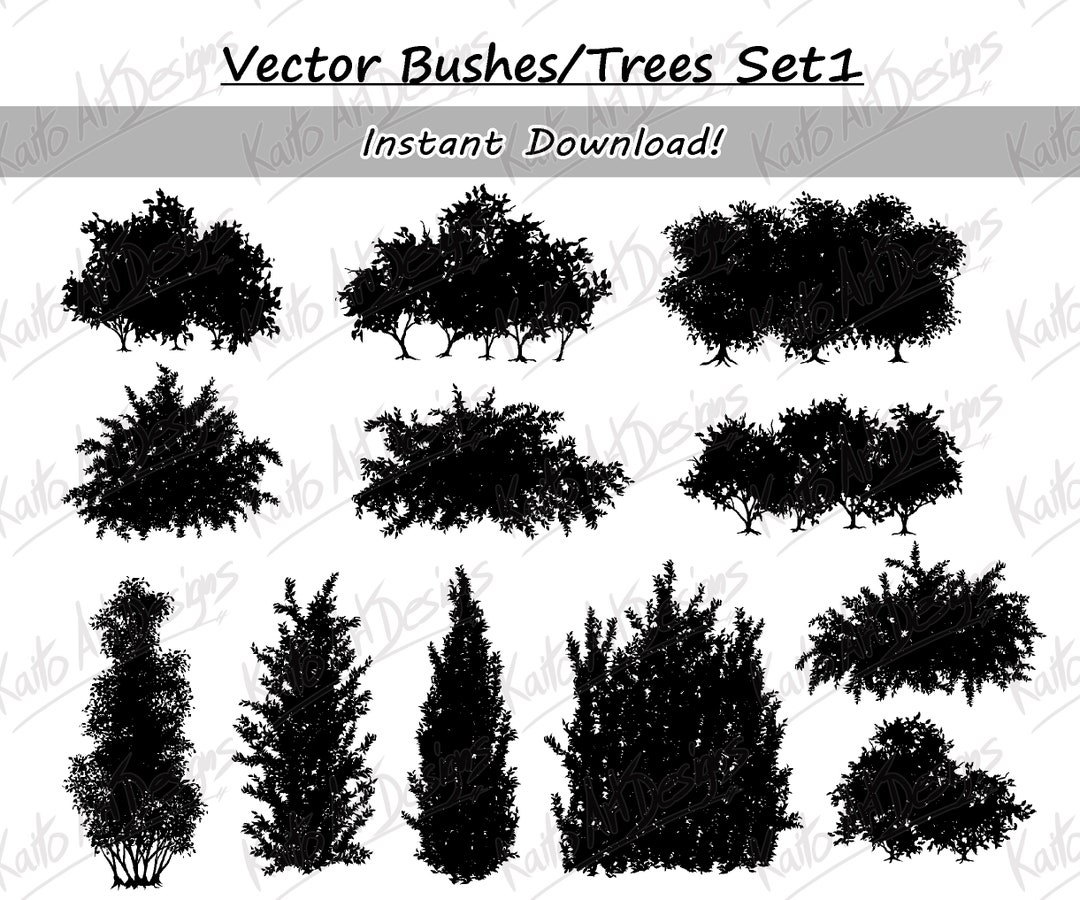 Vector Bushes Trees Vector Masks as SVG and PNG Files, for Commercial ...