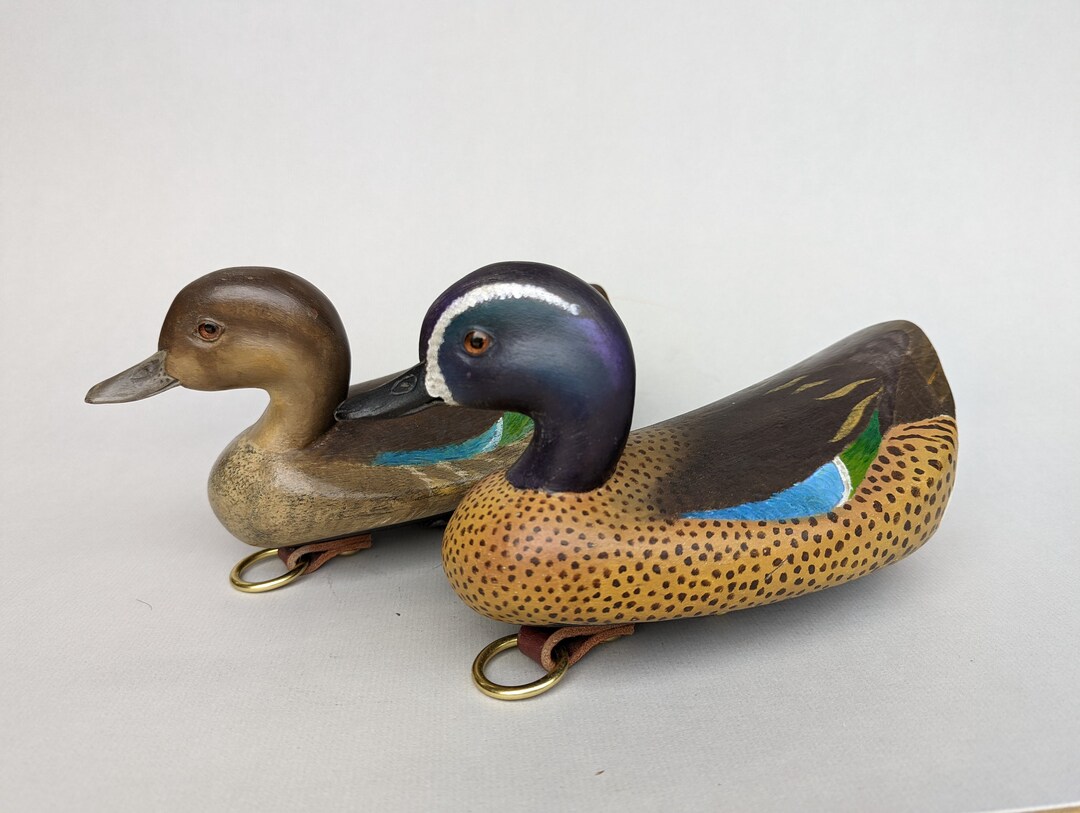 Hand Carved Blue Wing Teal Decoy Pair - Etsy
