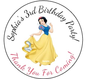 12 Princess Birthday Party Stickers, Personalized, Favor Stickers ...