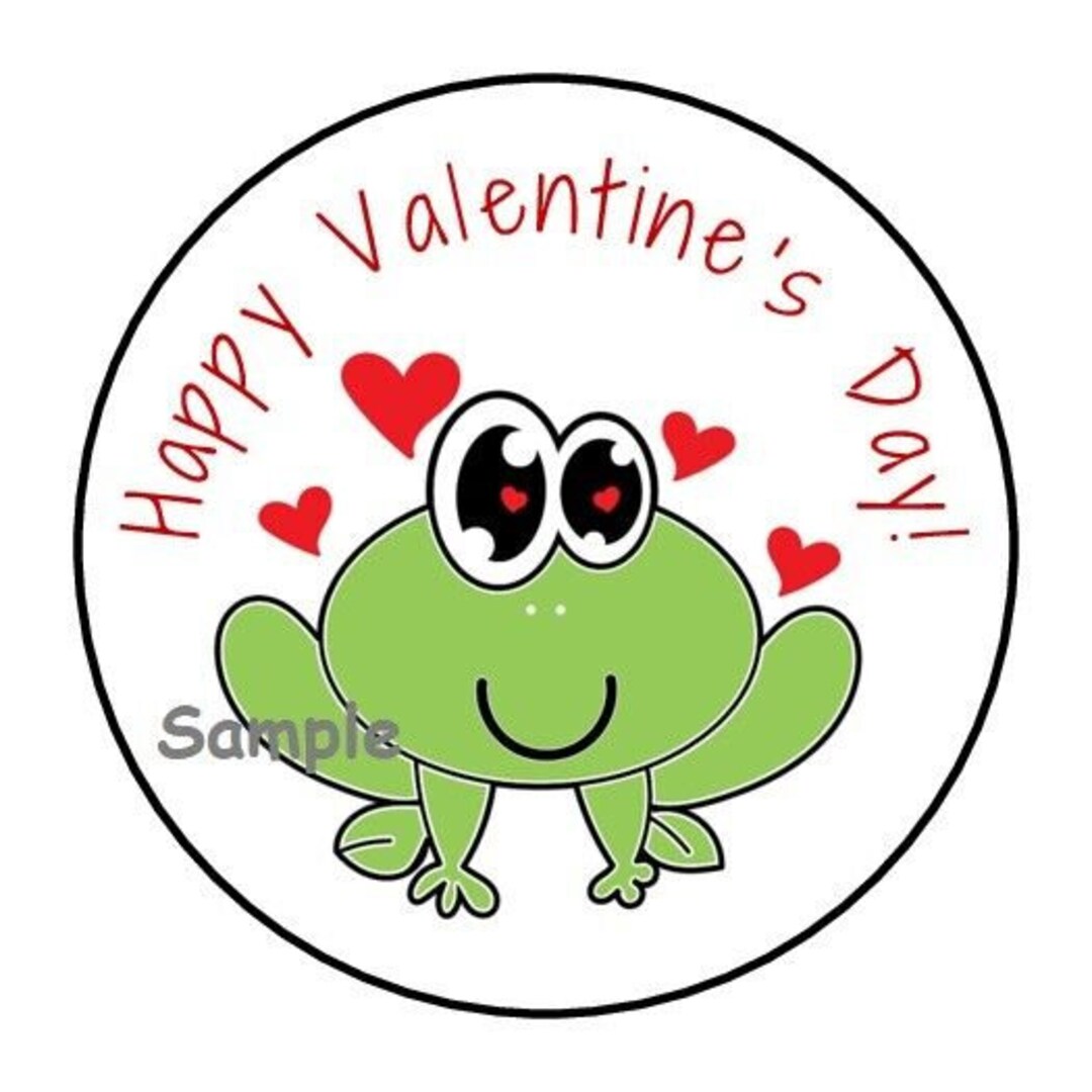 30 Happy Valentine's Day Frog Envelope Seals Labels Stickers 1.5" Round ...